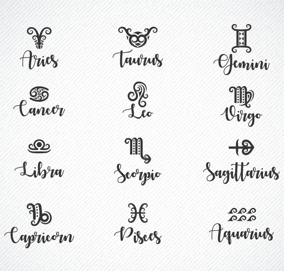 Astrology SVG, Zodiac Signs Svg, Zodiac Signs Cut Files in SVG, Zodiac ...