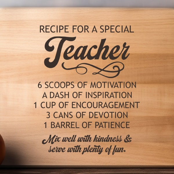 Recipe for a Special Teacher Svg - Etsy