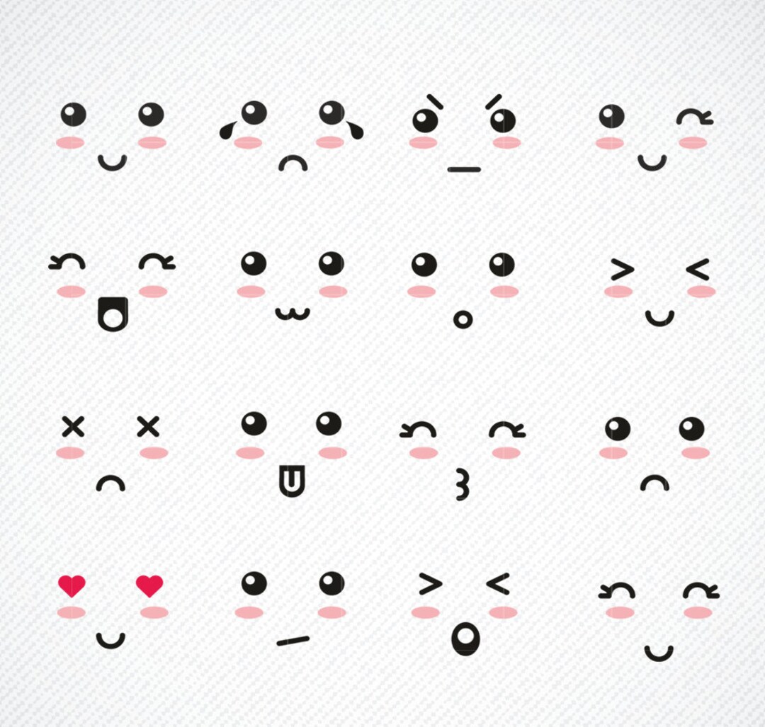 Kawaii Faces Svg Cuttable File, Dxf Cartoon Cute Face Svg Cut Files ...