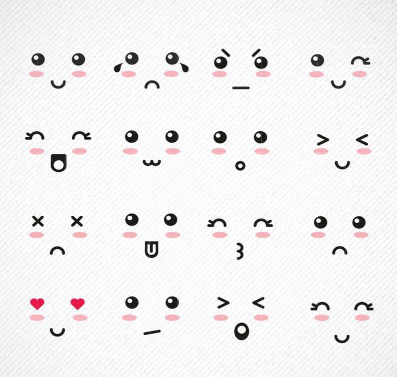 Kawaii Faces Svg Cuttable File, Dxf Cartoon Cute Face Svg Cut Files ...