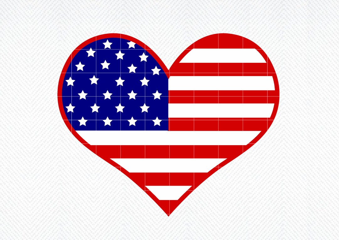 4th of July SVG, Patriotic SVG, American Flag Heart SVG, Digital ...