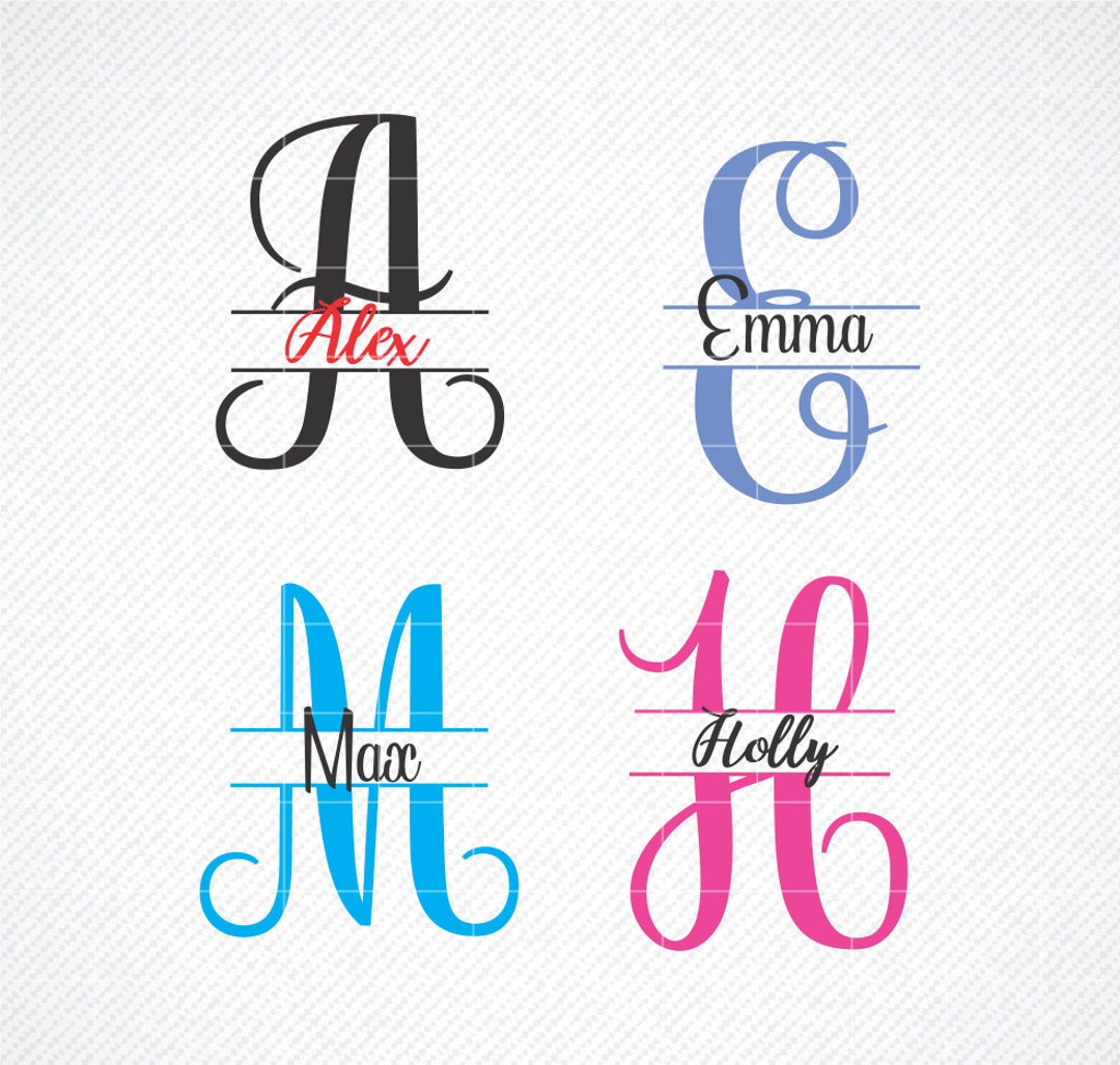 Split Monogram SVG, Png, Dxf, Split Monogram, Frame Alphabet, Digital ...