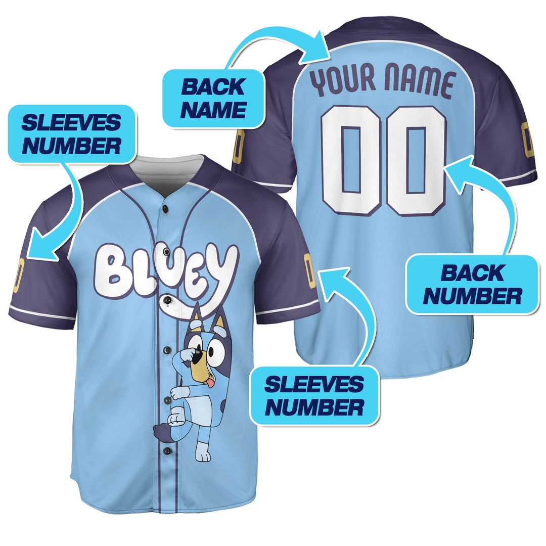 Custom Bluey Baseball Jersey Shirt, Bluey Family Baseball Jersey Shirt ...