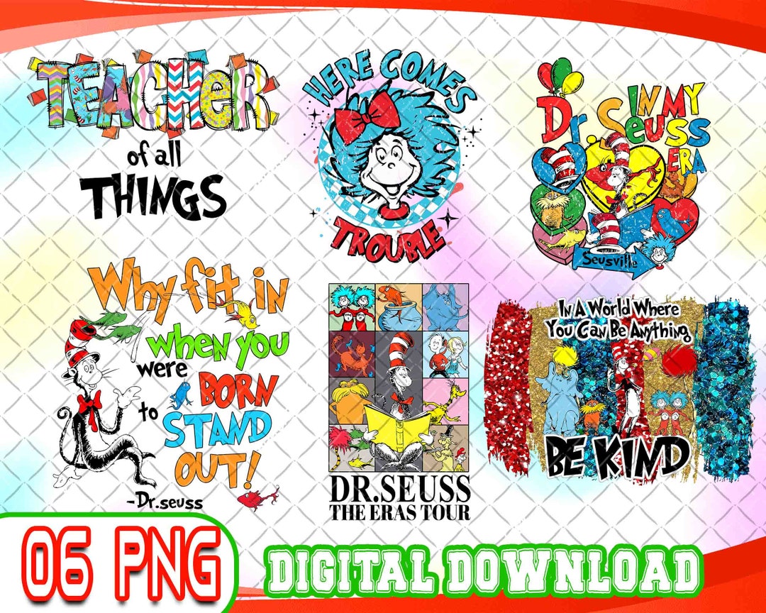 Dr. Seuss Bundle PNG Files for Sublimation, Dr. Seuss Day Png, Read ...