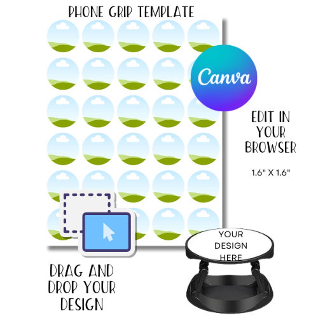Phone Grip Template | Digital Download Template | Edit in Canva | Drag ...