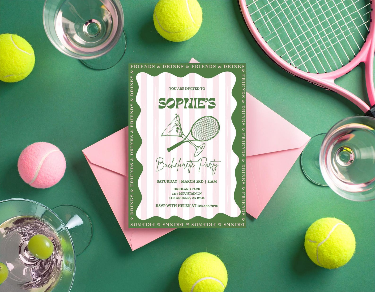 Tennis Birthday Invitation, Editable Bachelorette Sports Party Invite ...