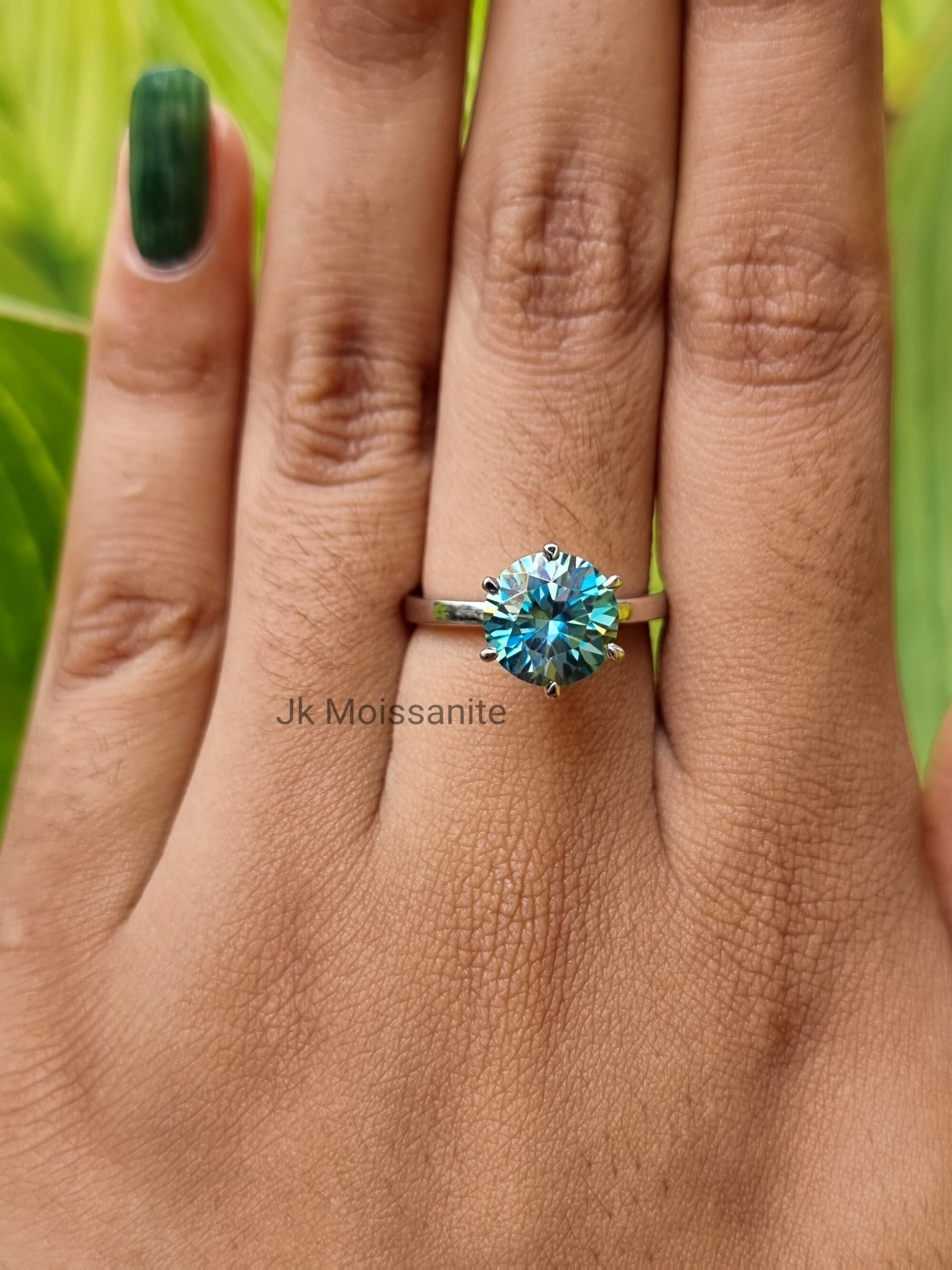 Blue Moissanite Ring Blue Moissanite Engagement Ring 14k White Etsy