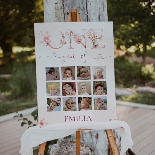 Floral First Year Photo Board - Etsy