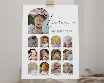 First Birthday Arch Boho Photo Collage Sign - Etsy
