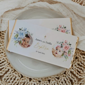 Baptism Twins Chocolate Bar Wrapper Printable, Boy Girl Baptism ...