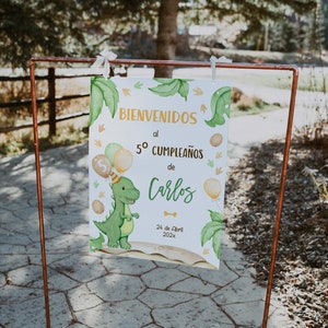 Spanish Dino Birthday Welcome Sign Printable, Bienvenidos Para Niño En ...