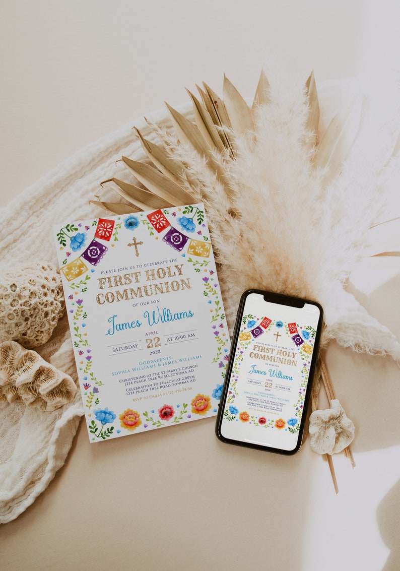 Mexican First Holy Communion Invitation Printable, Boy Communion ...