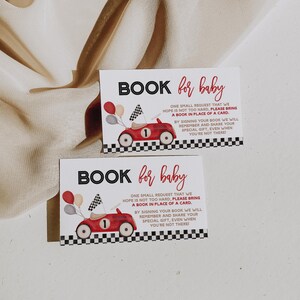 Red Racing Car Baby Shower Book for Baby Card Editable, Retro Race Car ...