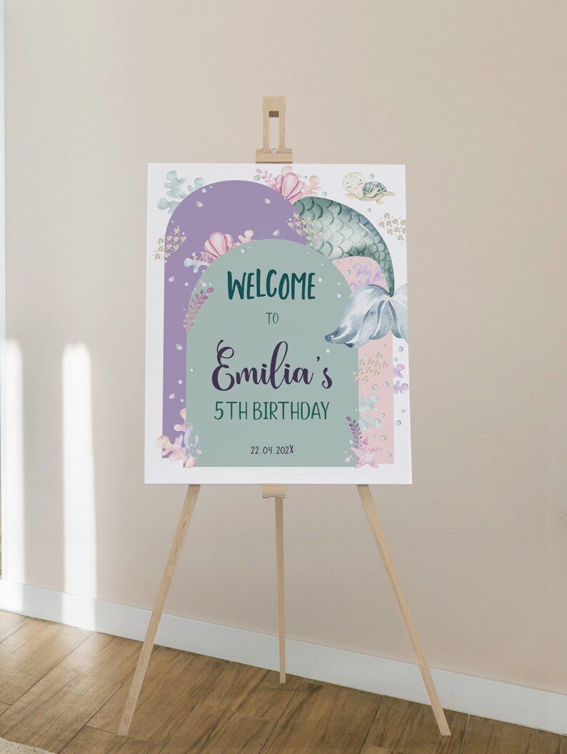 Editable Mermaid Welcome Sign Printable Mermaid Birthday - Etsy