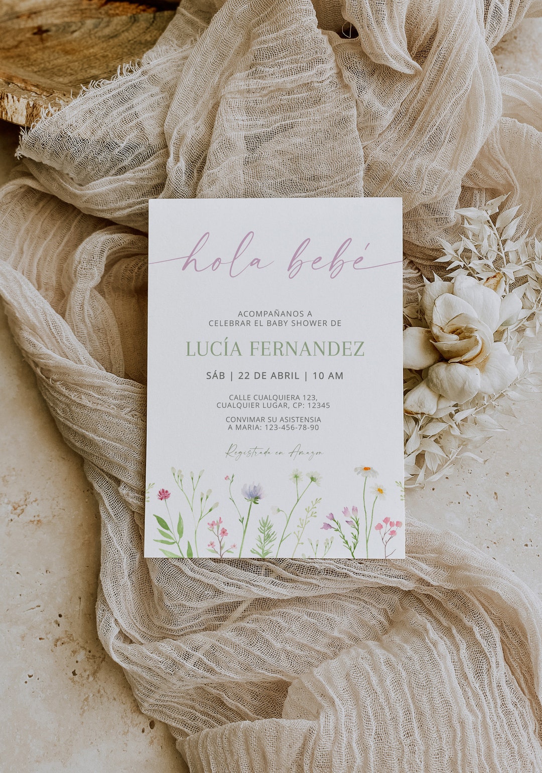 Hola Bebe Baby Shower Invitation Spanish Printable, Invitacion Para ...