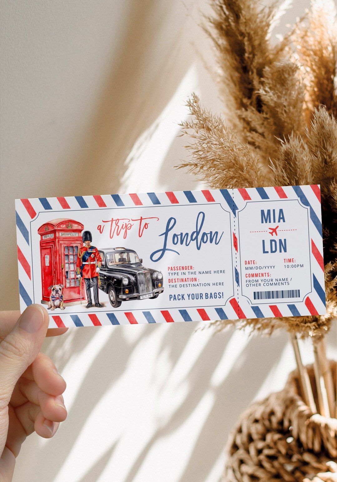 Printable and Decor London Surprise Boarding Pass Ticket, Trip Ticket ...
