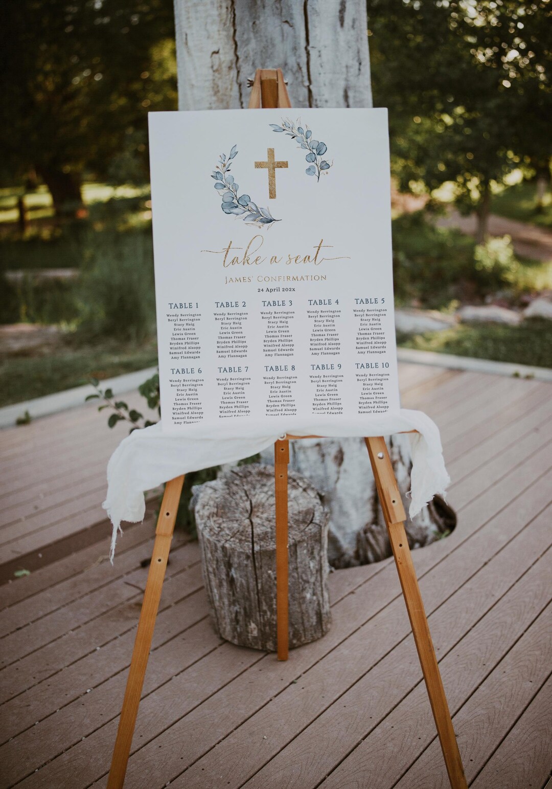 Take a Seat Confirmation Seating Chart Printable, Minimalist Blue ...