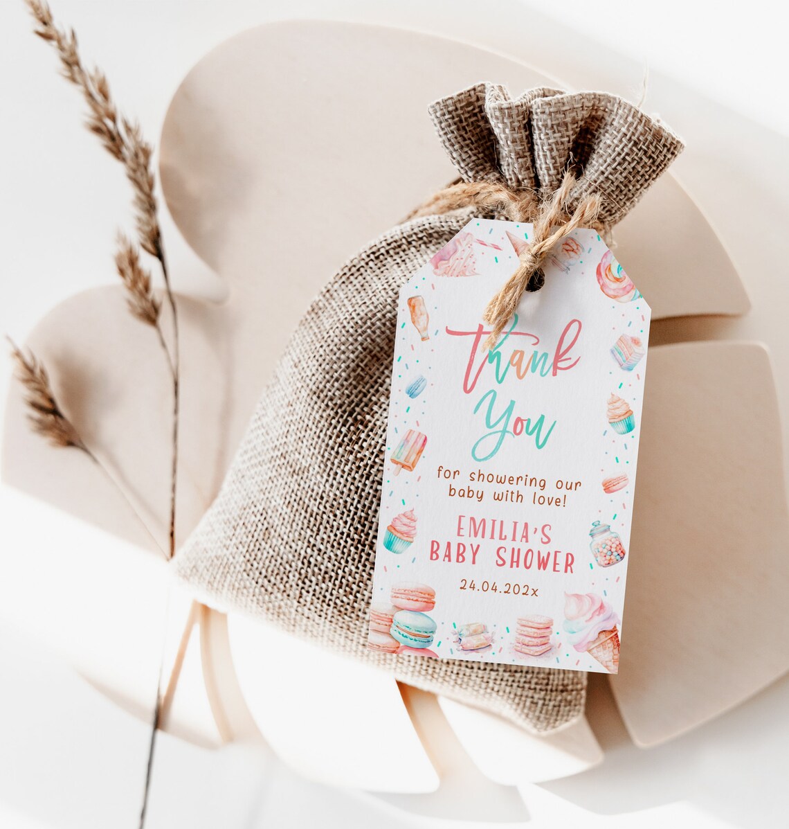 Editable Sweet Baby Shower Party Thank You Label Gift Tags, a Little ...