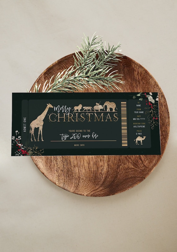 Zoo printable ticket, happy birthday Zoo gift voucher template DIY ...