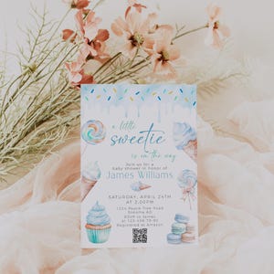 Candy Sweet Boy Baby Shower Invitation, a Little Sweetie Baby Shower ...