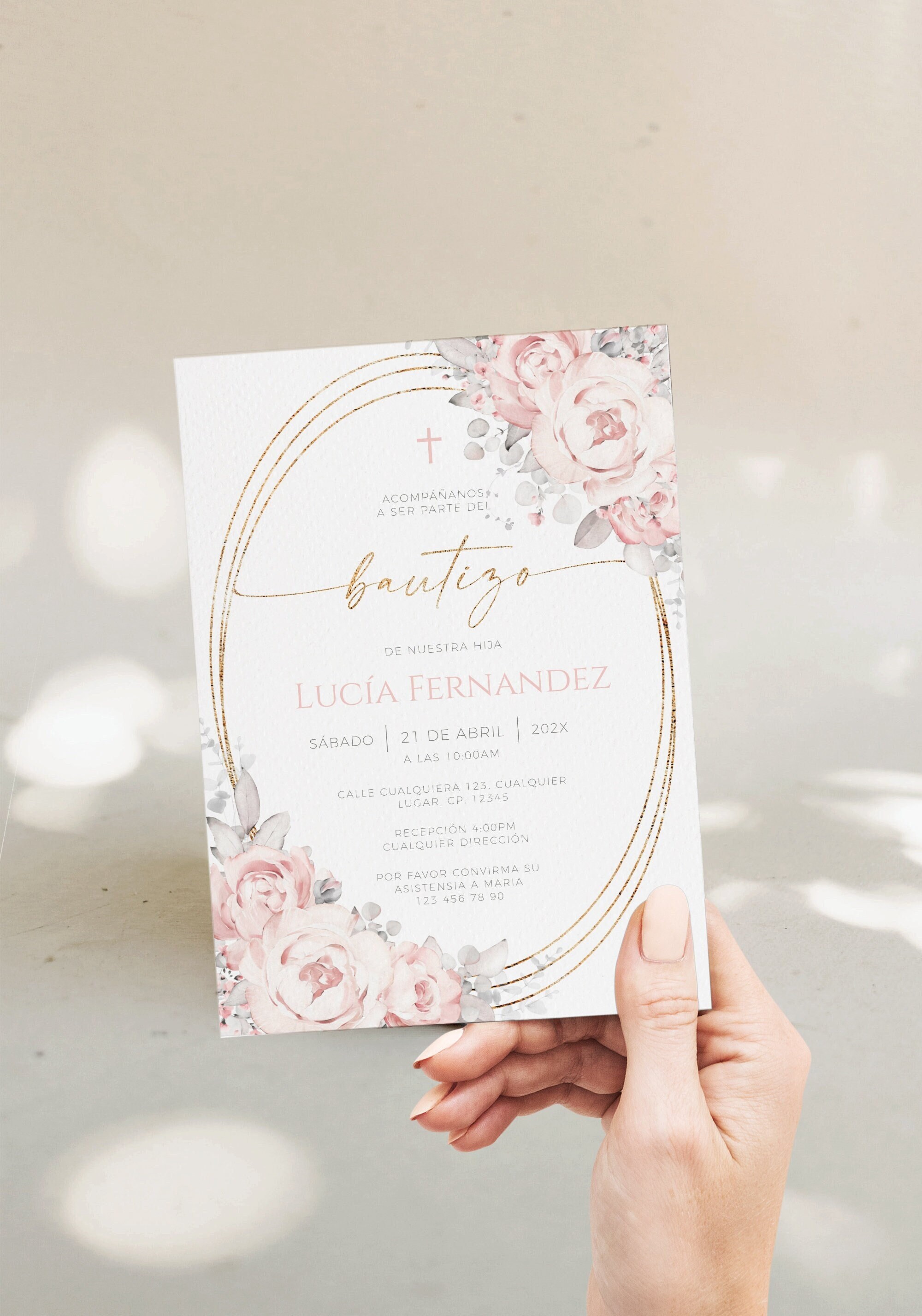 Invitaciones De Bautizo Niña, Invitacion Bautizo En Espanol, Girl ...