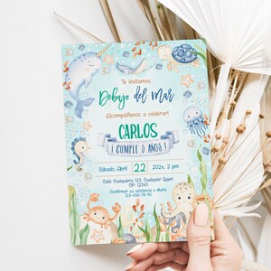 Niño Cumpleaños Invitacion En Español Printable, Ocean & Sea Boy ...