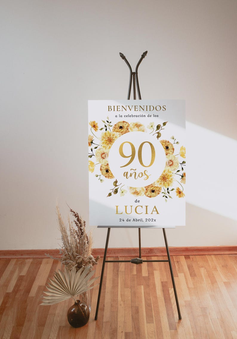 Bienvenidos Birthday Party Welcome Poster in Spanish Printable, Floral ...