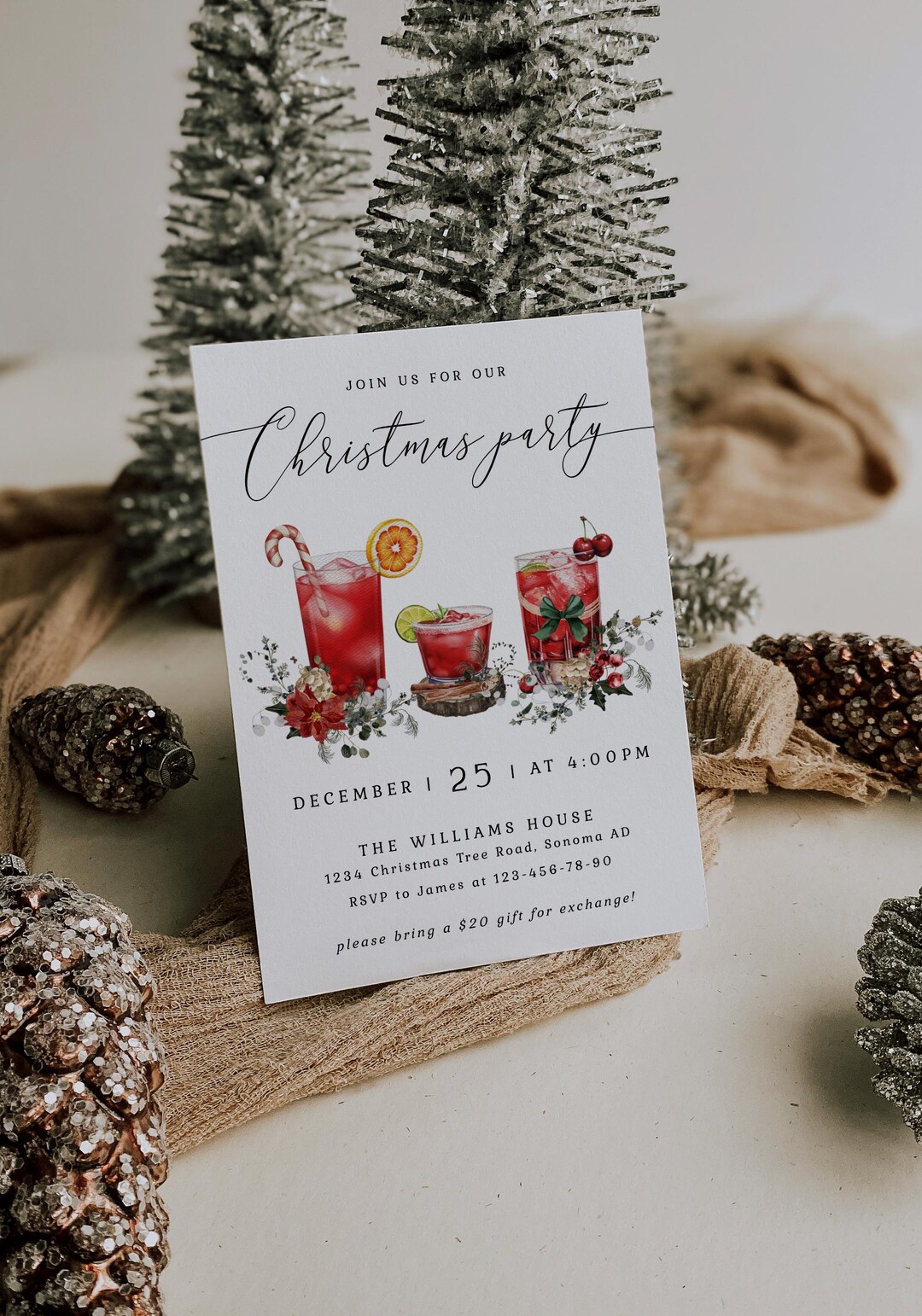 Christmas Party 2024 Invitation Printable, Winter Holiday Party ...