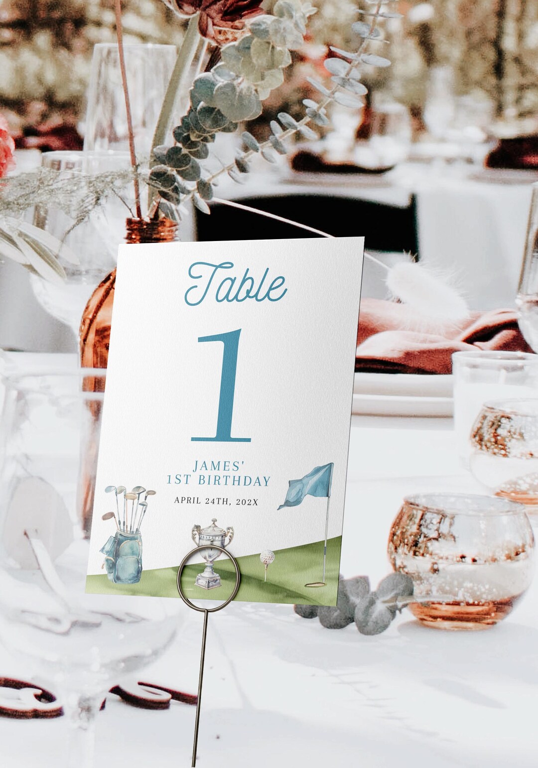 Golf 1st Birthday Table Number Printable, Golf Party First Birthday ...