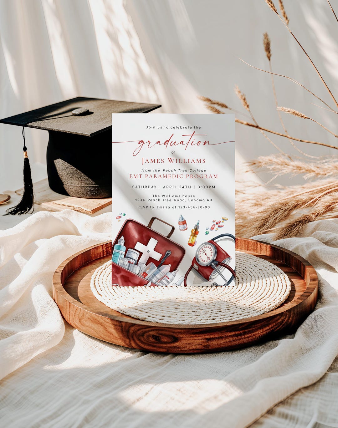 Paramedic EMT Graduation Invitation Card, Medical Graduation Party ...