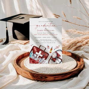 Paramedic EMT Graduation Invitation Card, Medical Graduation Party ...