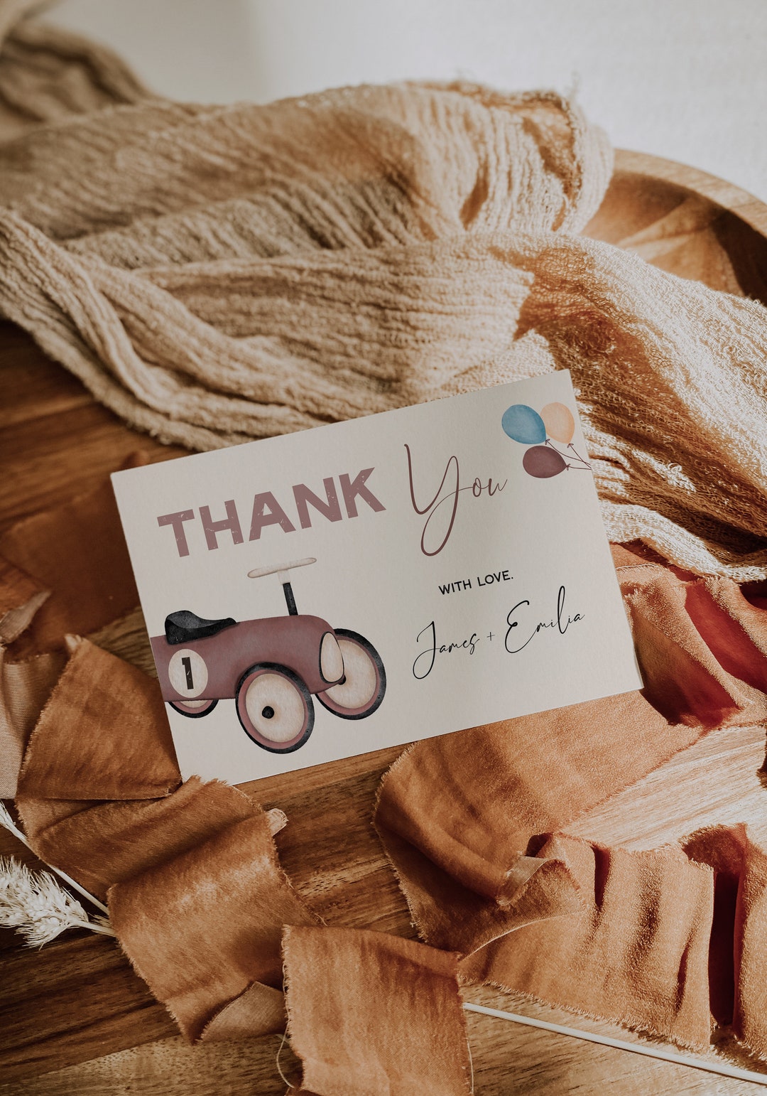 Race Car Thank You Card, Vintage Car Thank You Card, Retro Car Two Fast ...