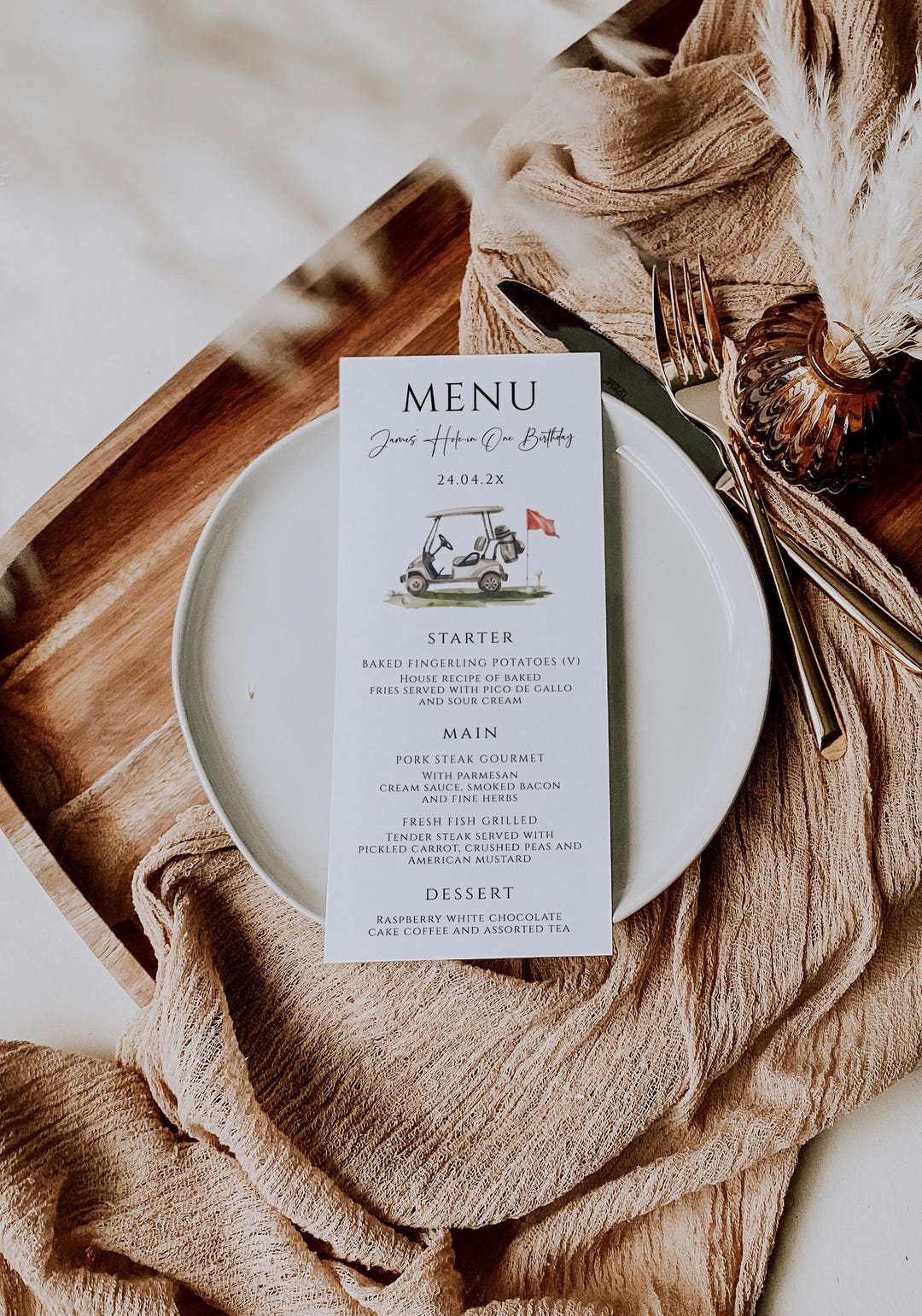 Golf Cart and Flag 1st Birthday Party Menu Printable, Sport Theme 1st ...