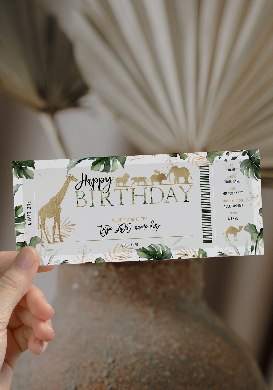 Zoo Printable Ticket Happy Birthday Zoo Gift Voucher Template - Etsy