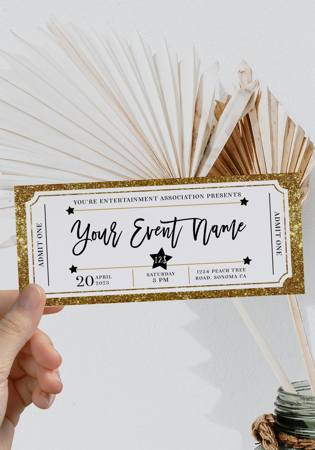 Event Ticket Template, Editable Event Tickets, Birthday Concert Ticket ...