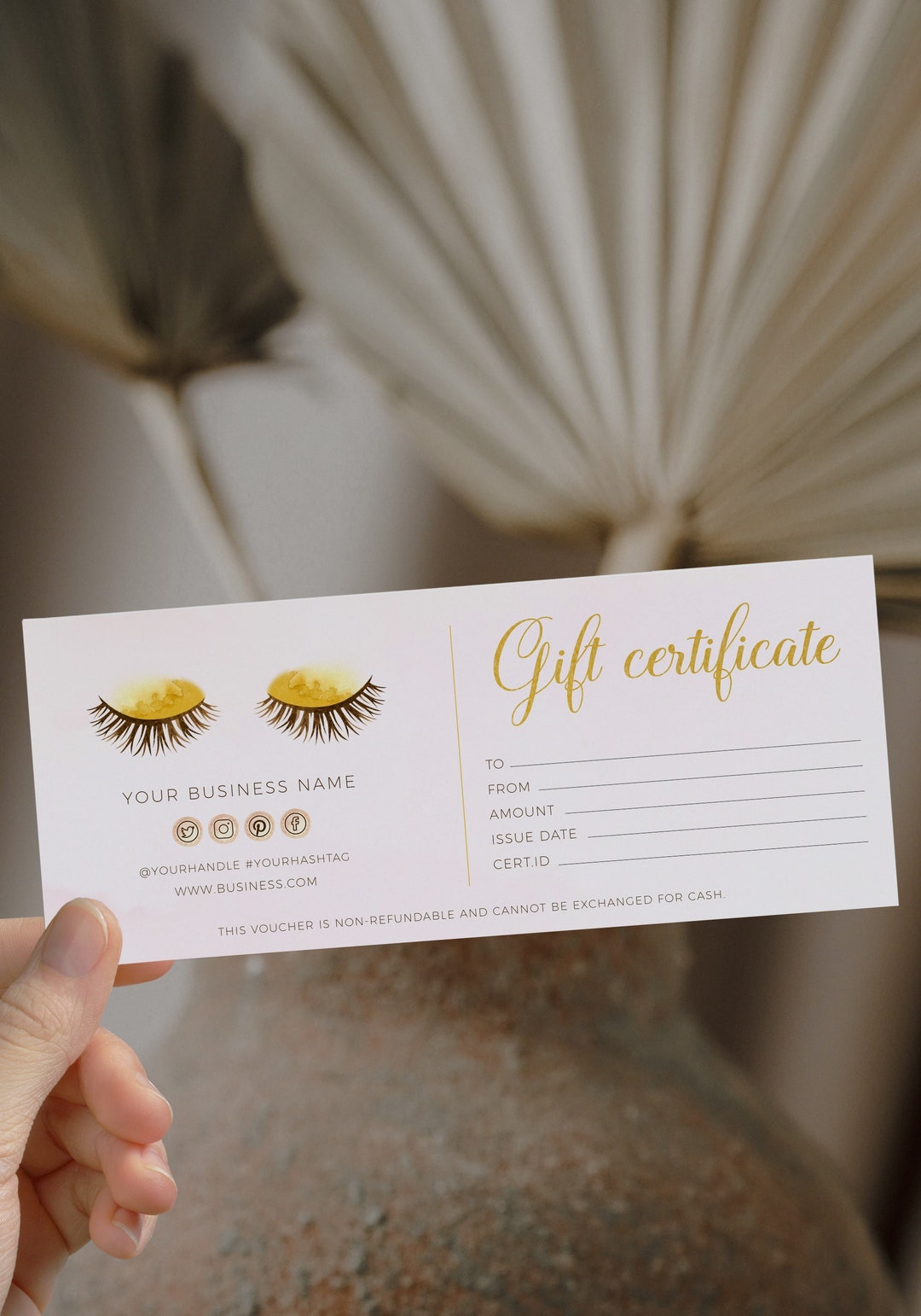 Eyelash Gift Certificate Printable, Beauty Gift Certificate, Woman Gift ...
