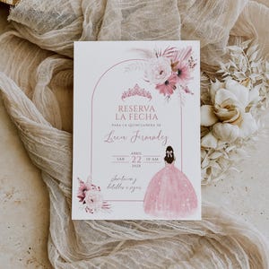 Reserva La Fecha Quinceañera Card Template, Girl Rosa Floral ...