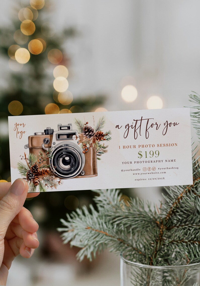 Printable Christmas Photography Gift Certificate, Photography Gift ...