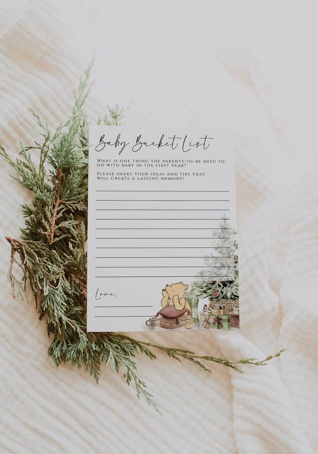 Winnie the Pooh Baby Bucket List Printable, Winter Pooh Baby Bucket ...