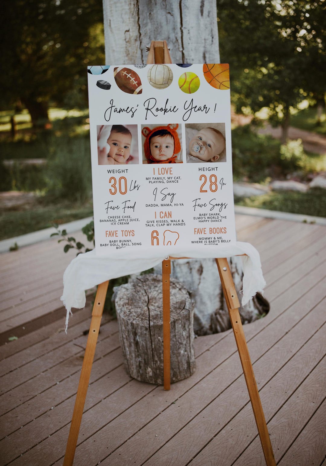 Sport First Year Milestone Poster Printable, All Sports Balls Birthday ...