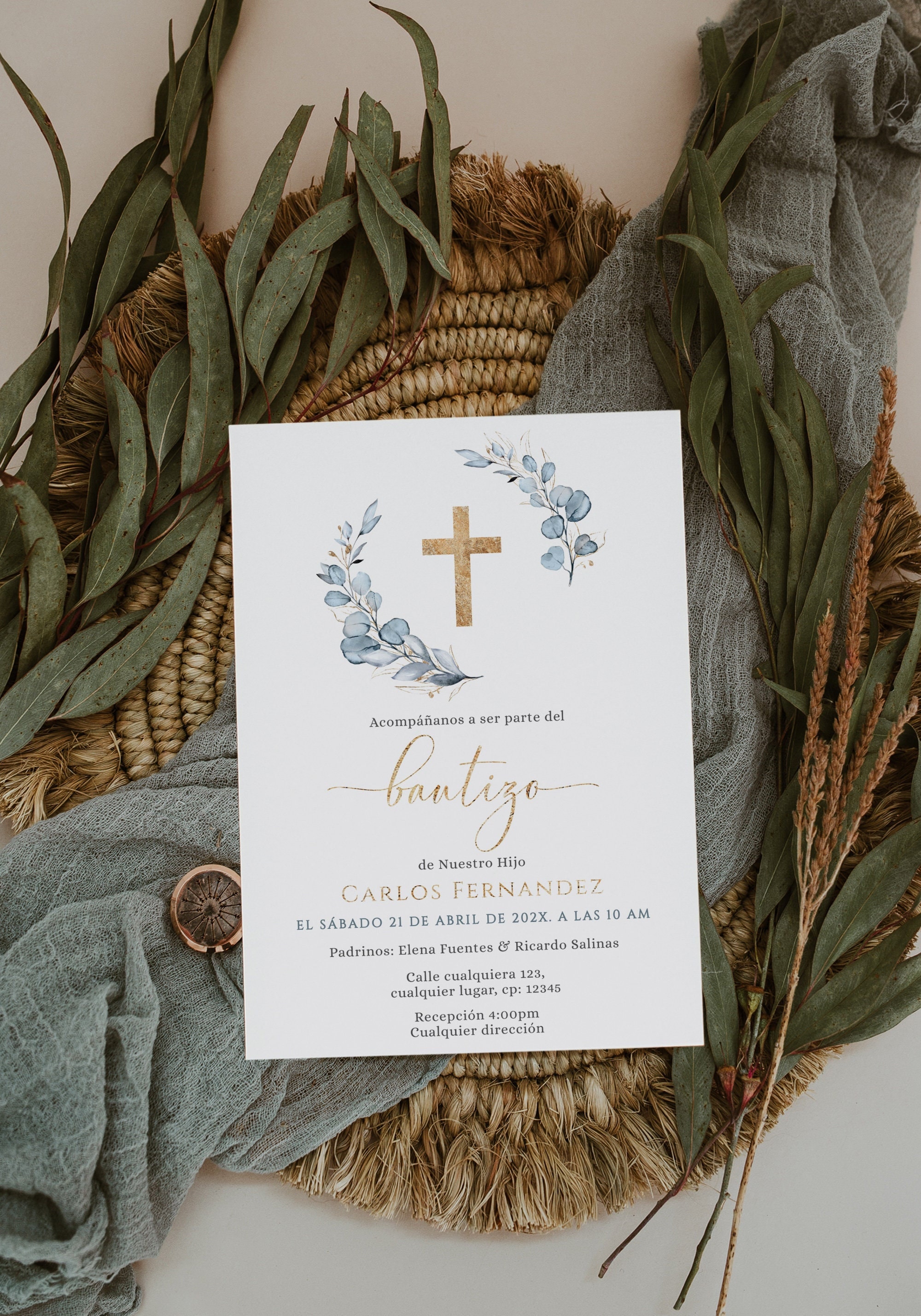 Invitaciones De Bautizo Niño Invitacion Bautizo En Espanol - Etsy