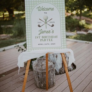 Golf Birthday Welcome Sign Printable, Sport Golf Theme Boy 1st Birthday ...