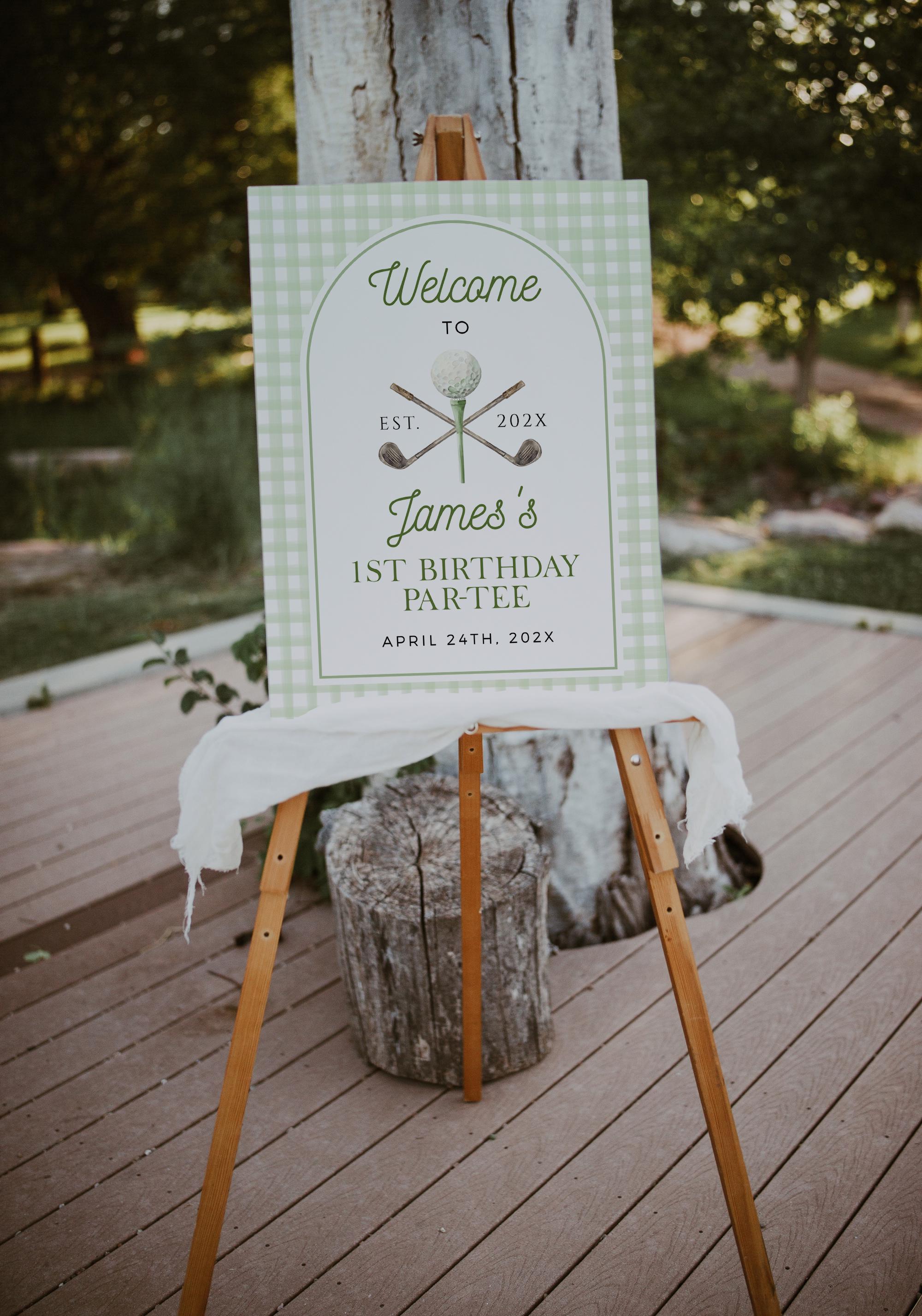 Golf Birthday Welcome Sign Printable, Sport Golf Theme Boy 1st Birthday ...