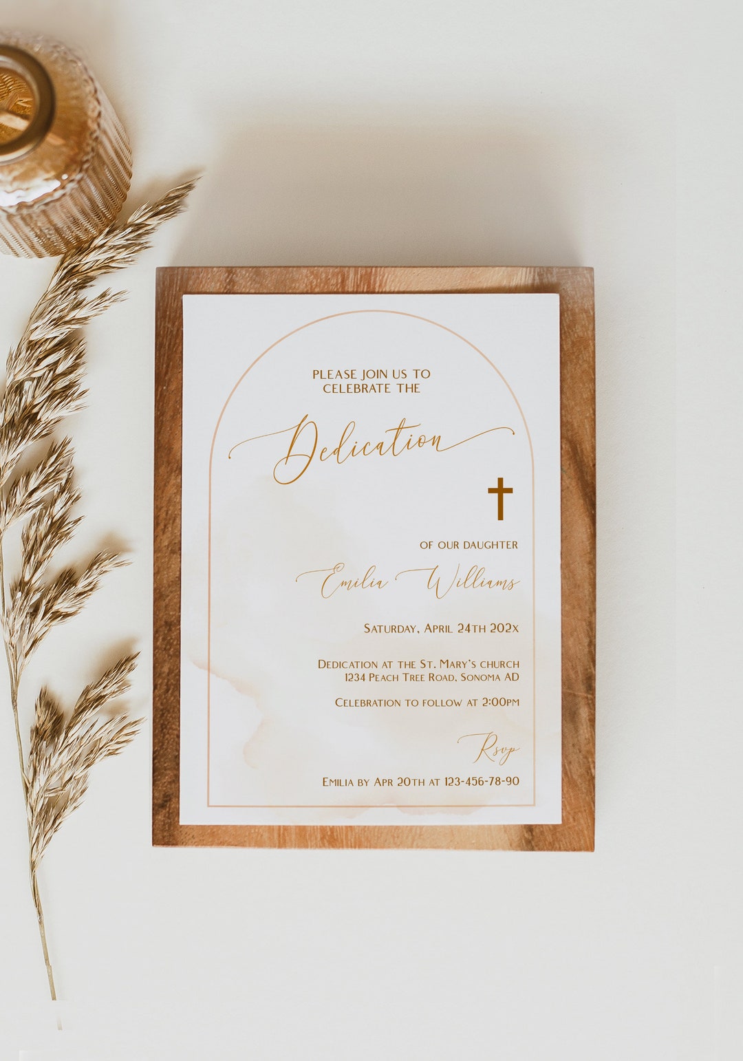 Arch Dedication Invite, Minimalist Dedication Invitation Card Printable ...