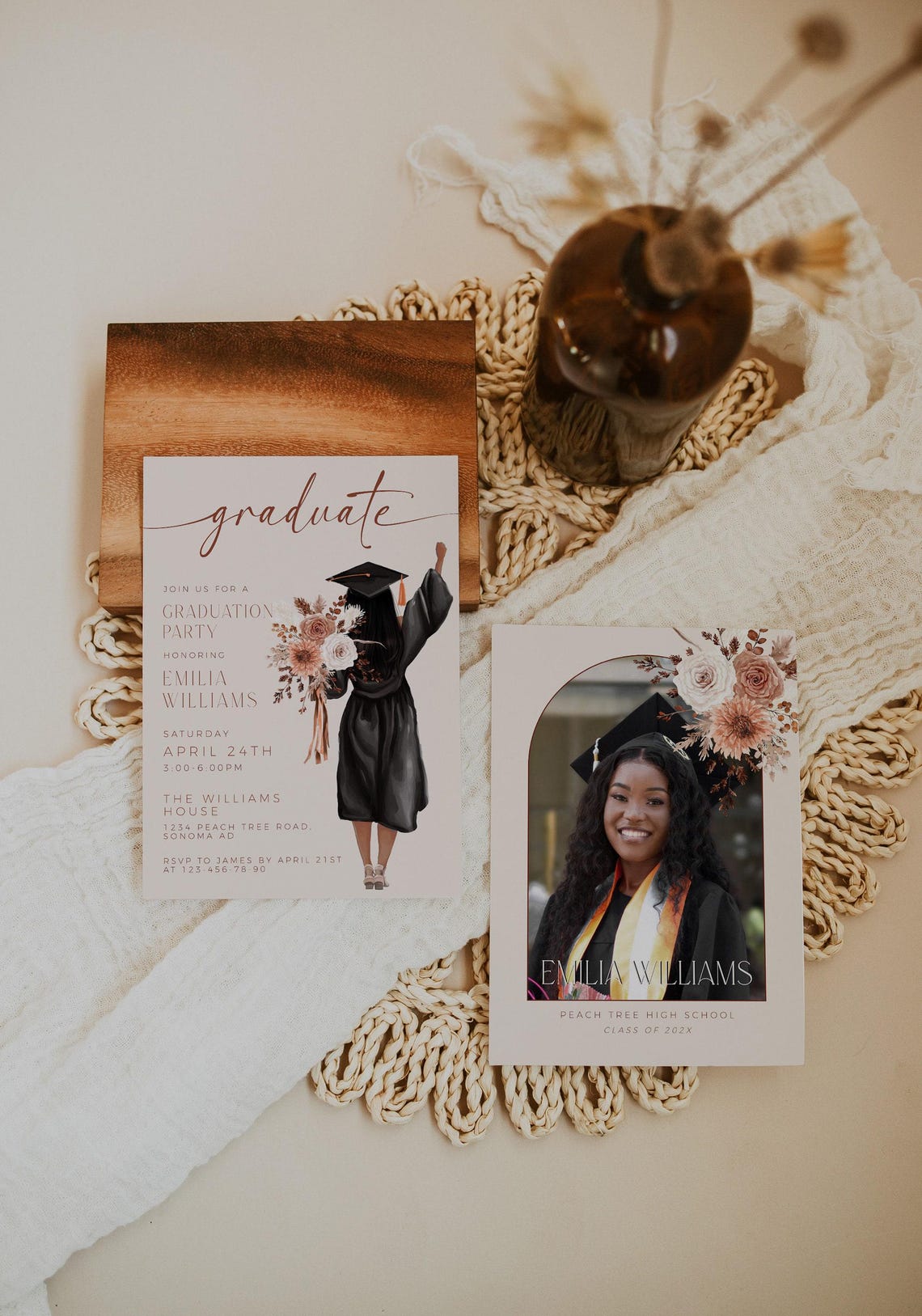 Girl Graduation Party Invitation, Modern Graduation Invitation With ...