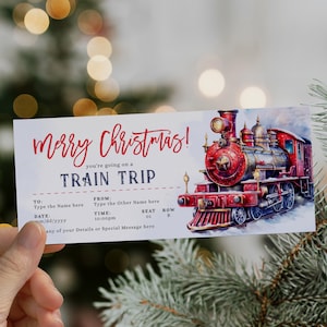Merry Christmas Train Ticket, Train Christmas Event Ticket Editable ...