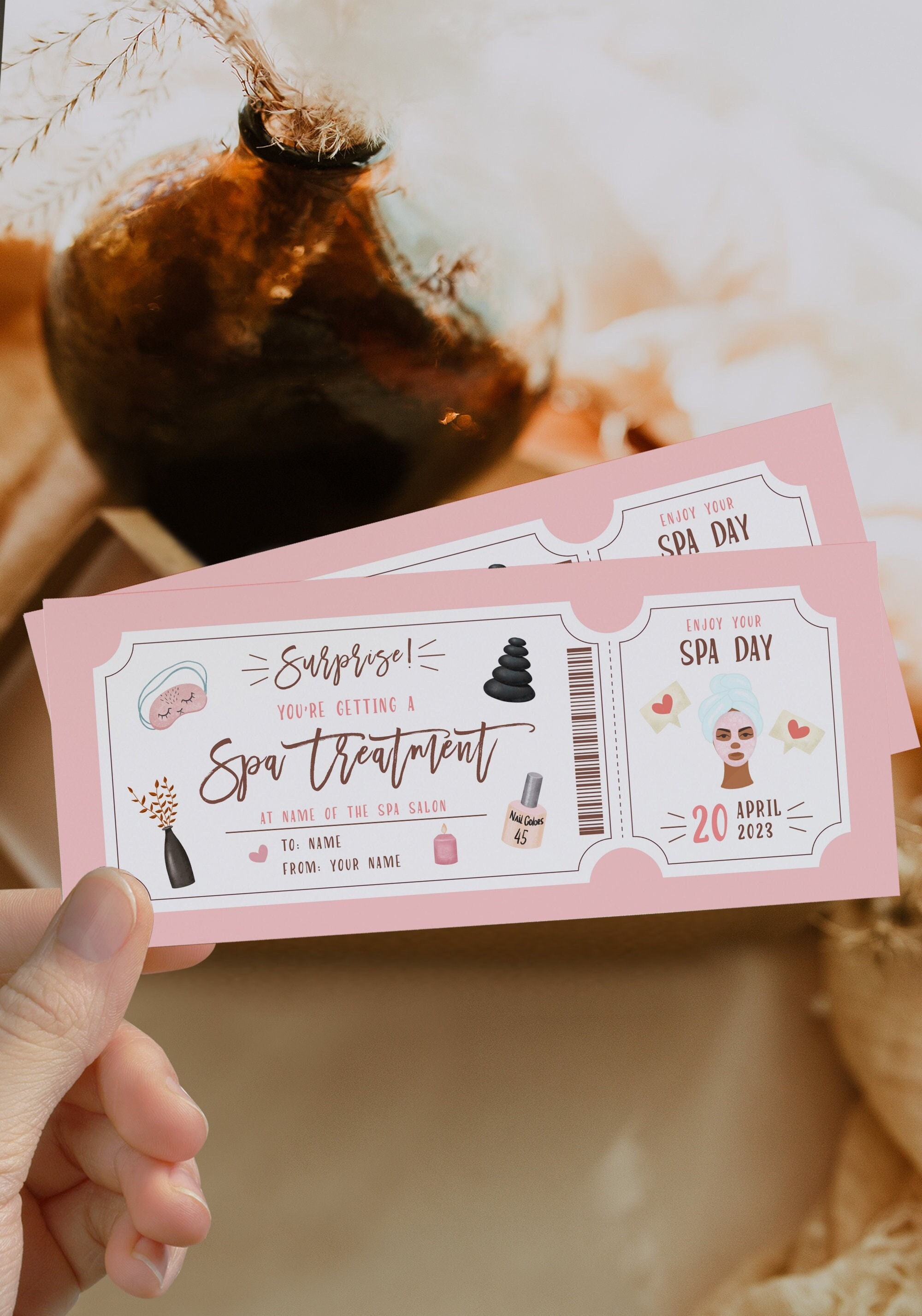 Spa Treatment Gift Voucher Spa Day Printable Surprise Gift - Etsy