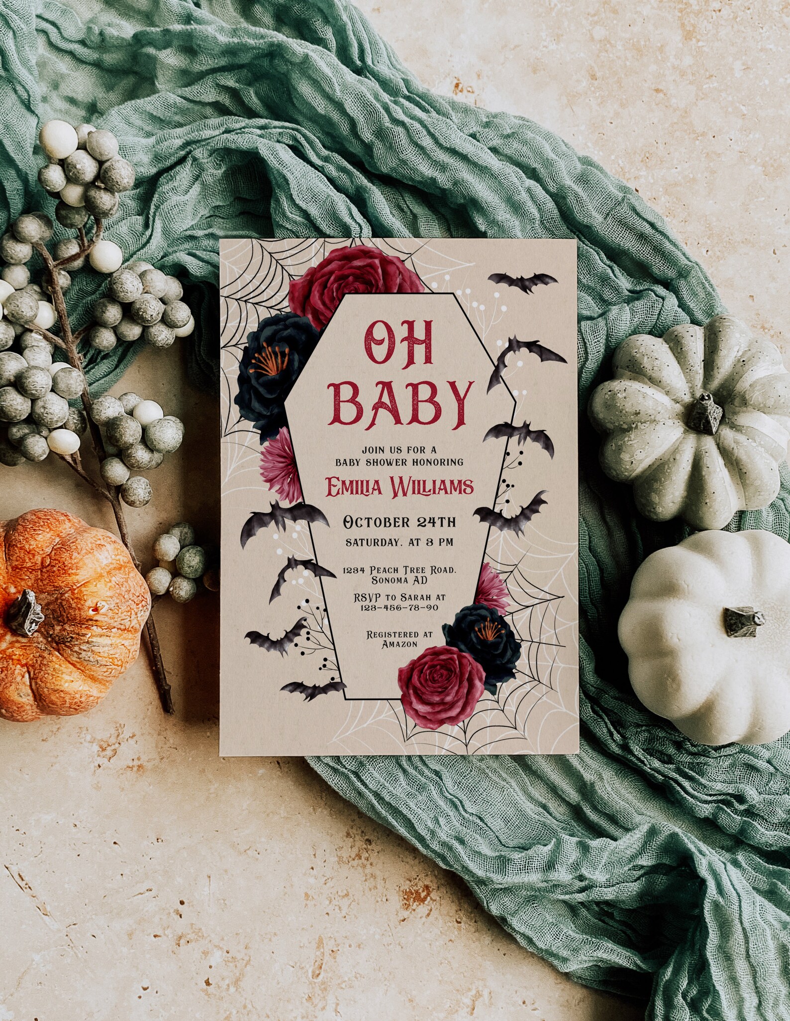 Oh Baby Shower Halloween Invite, Halloween Baby Shower Girl Invitation ...