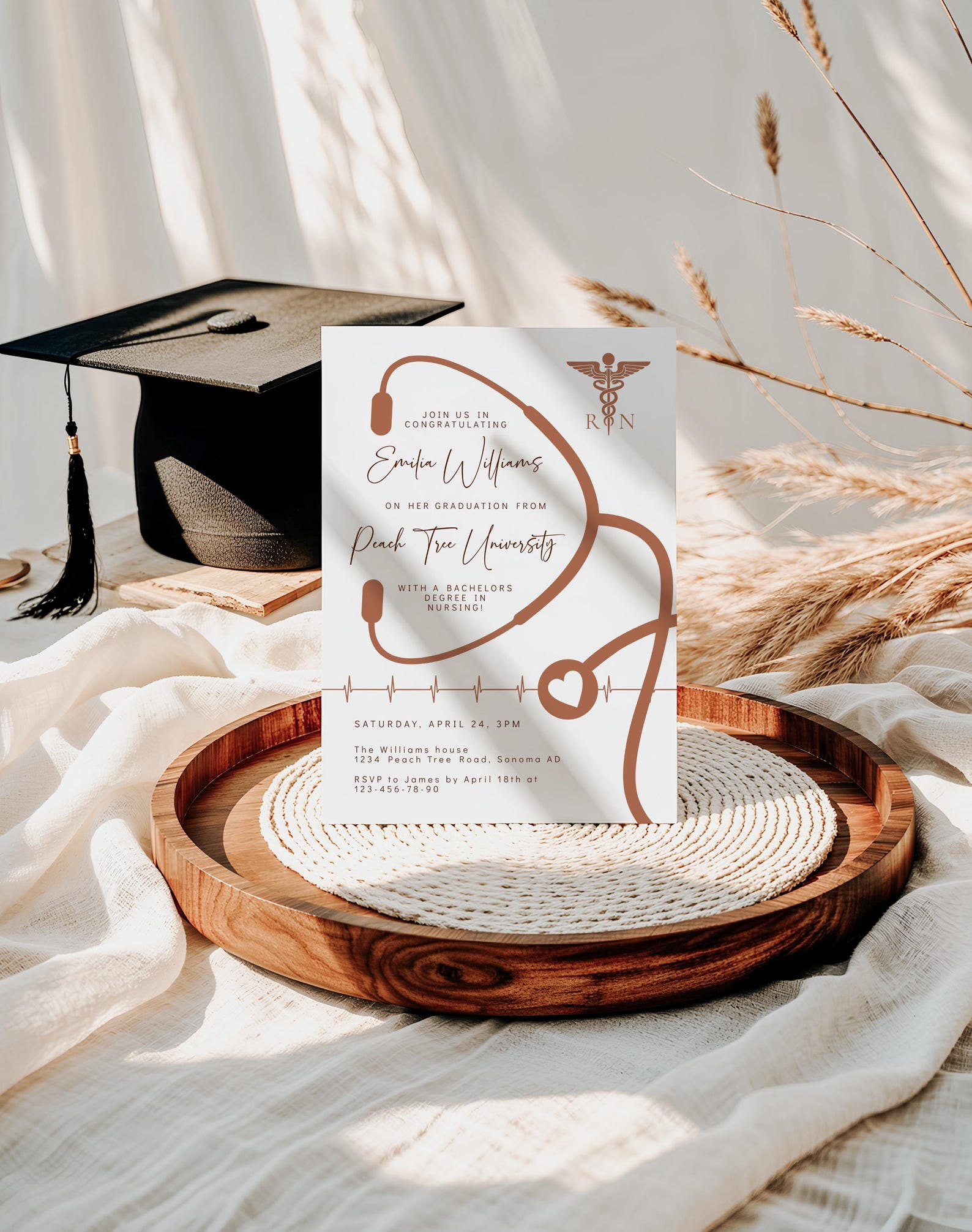 Editable Nursing Graduation Modern Invite, RN Graduation Party ...