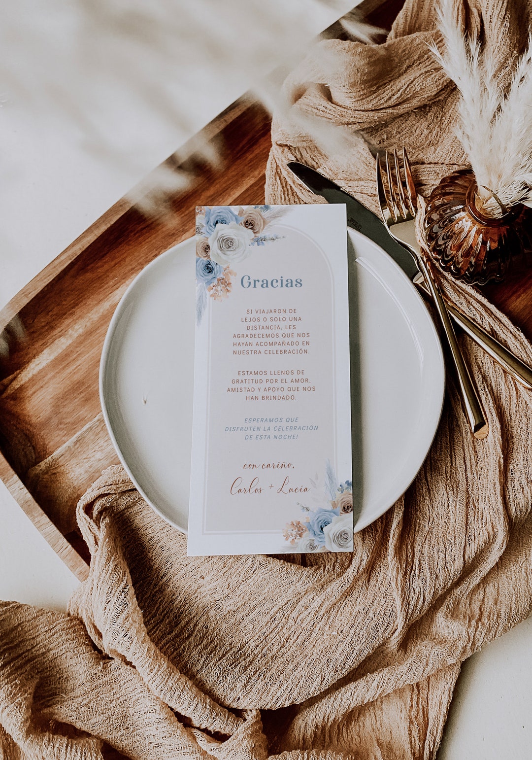 Spanish Thank You Card Template, Tarjeta De Agradecimiento, Boho Thank ...